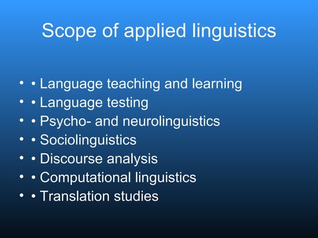 Applied linguistics | PPT | Education