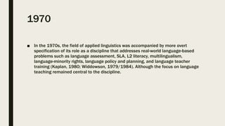 Applied linguistics: overview | PPTX