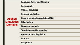 Applied linguistics: overview | PPTX | Education