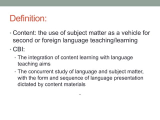 Applied linguistics _Content and Task based Instruction | PPT