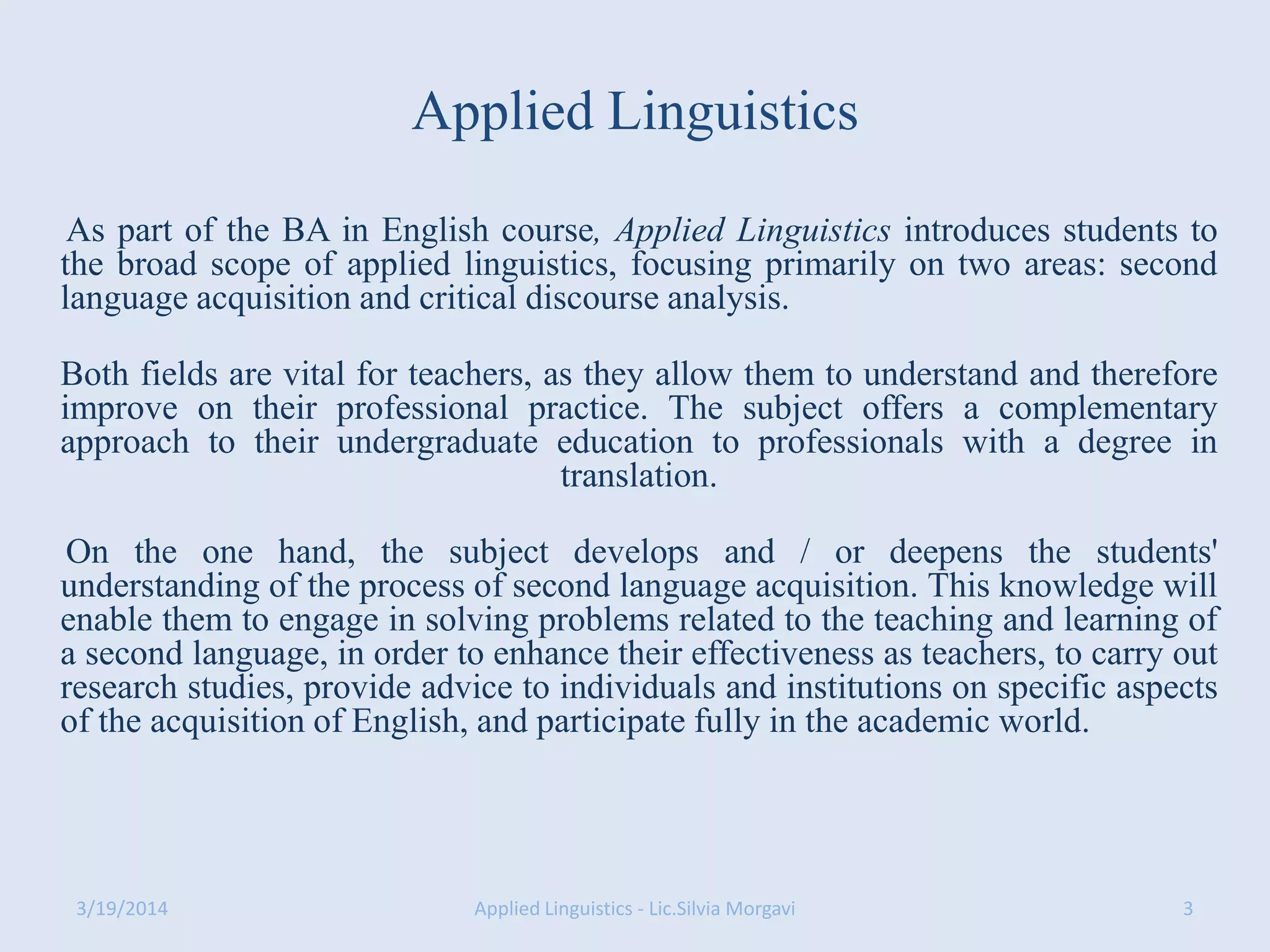Applied linguistics introduction | PPTX | Education
