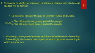 Word Meaning (Semantics, Semantic Features and Prototype) | PPTX