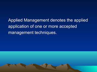 Applied Management Models | PPT