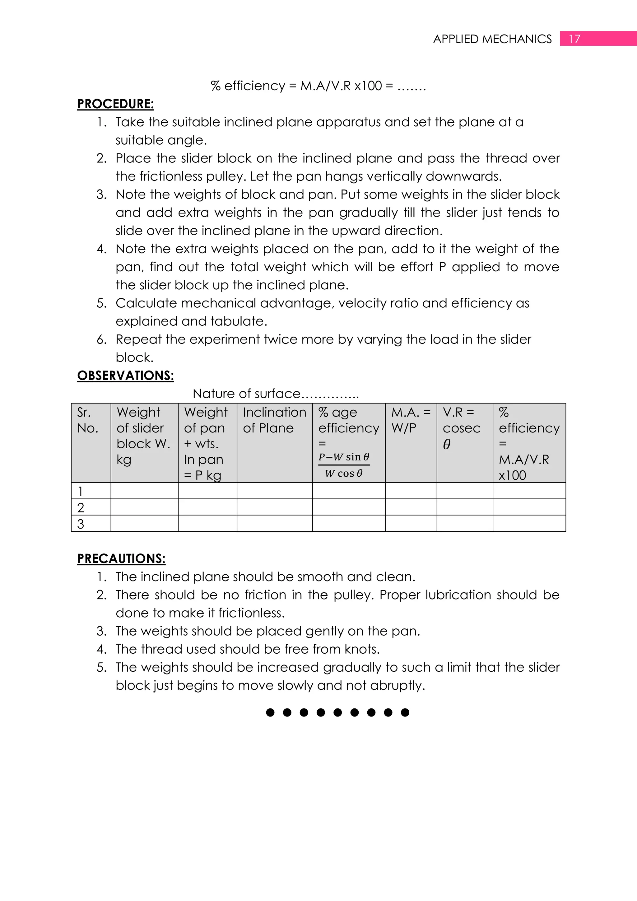 Applied mechanics lab manual | PDF