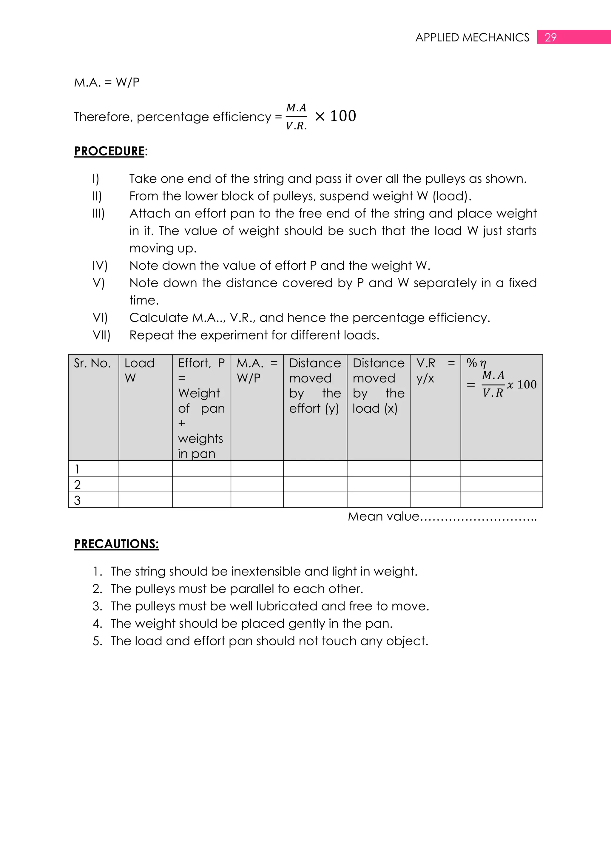 Applied mechanics lab manual | PDF