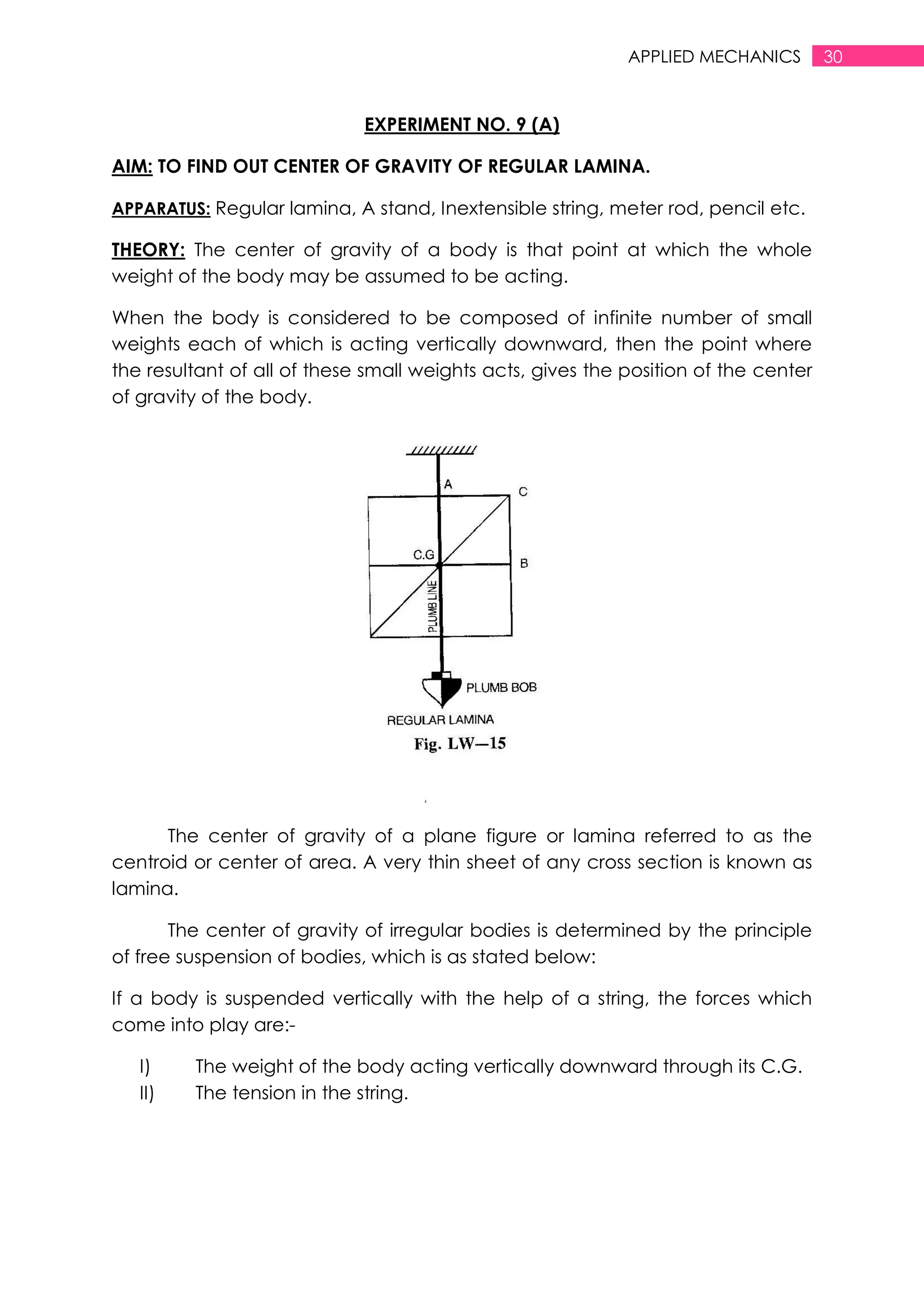 Applied mechanics lab manual | PDF