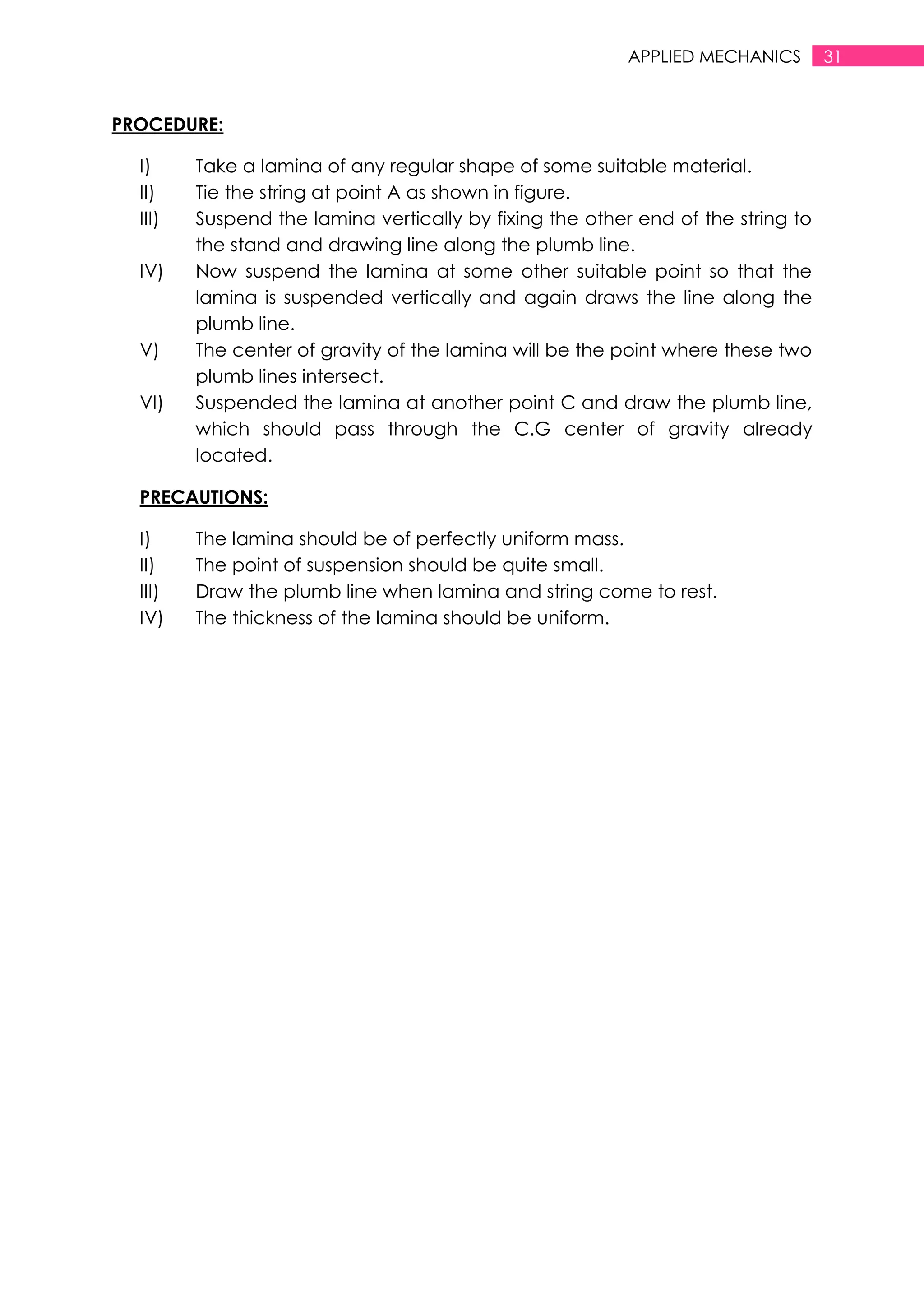 Applied mechanics lab manual | PDF