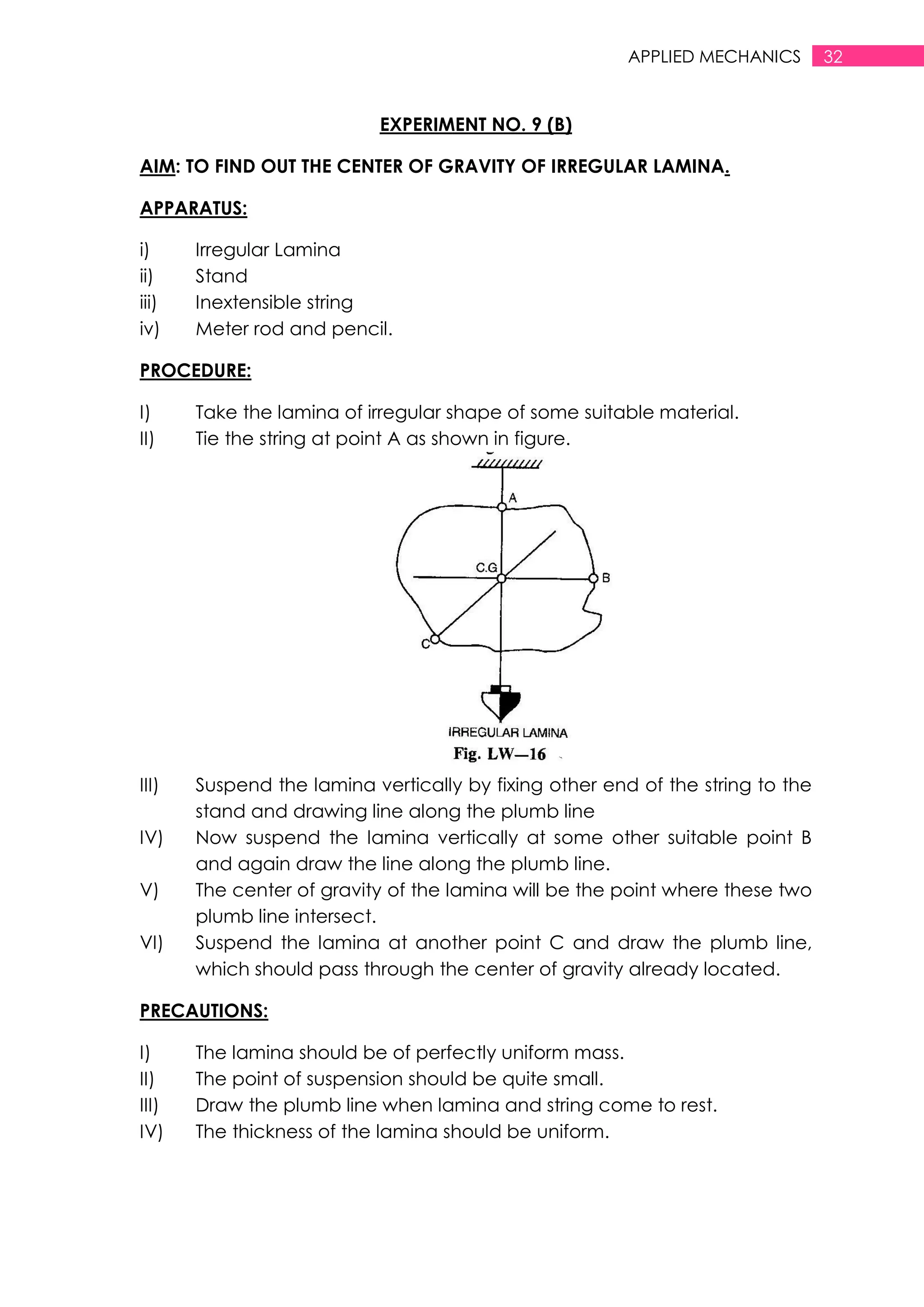 Applied mechanics lab manual | PDF