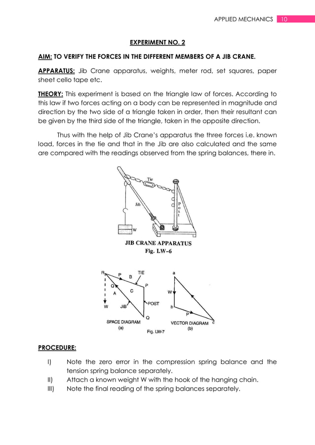 Applied mechanics lab manual | PDF | Physics | Science