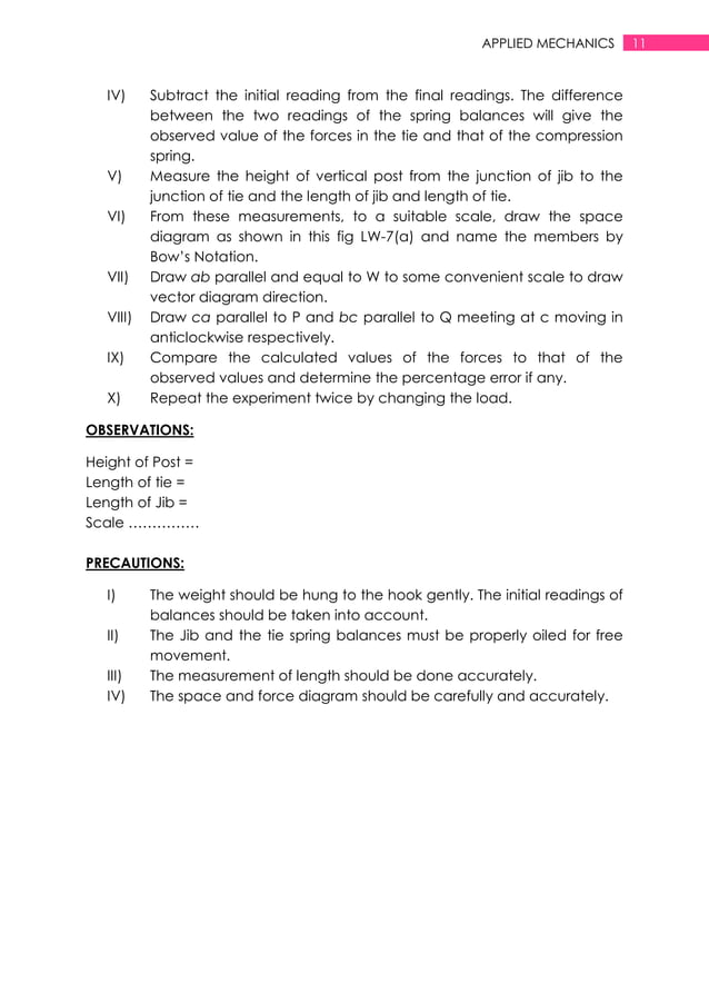 Applied mechanics lab manual | PDF | Physics | Science