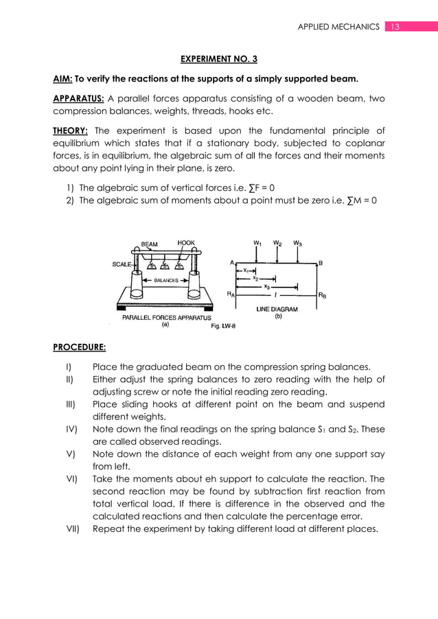 Applied mechanics lab manual | PDF | Physics | Science