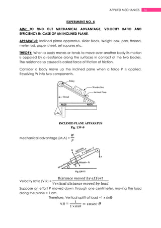 Applied mechanics lab manual | PDF