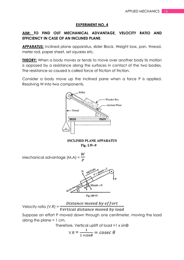 Applied mechanics lab manual | PDF | Physics | Science