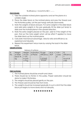 Applied mechanics lab manual | PDF