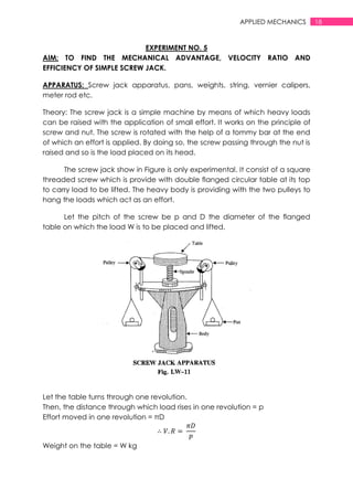 Applied mechanics lab manual | PDF
