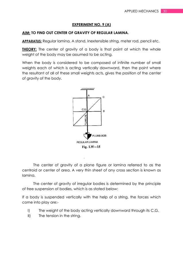 Applied mechanics lab manual | PDF | Physics | Science