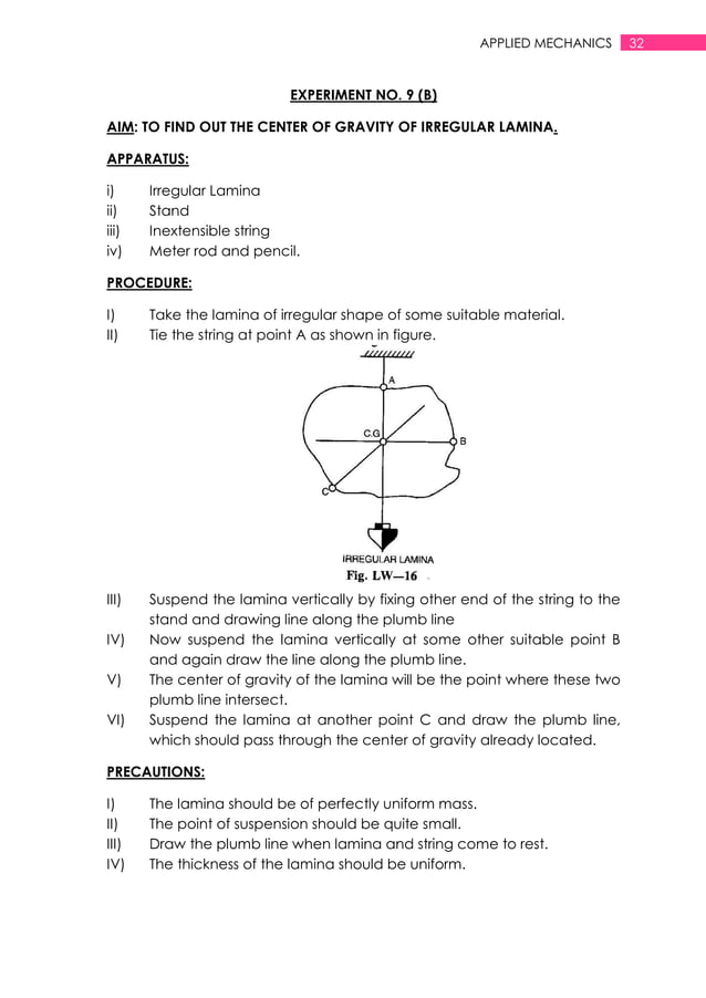 Applied mechanics lab manual | PDF | Physics | Science