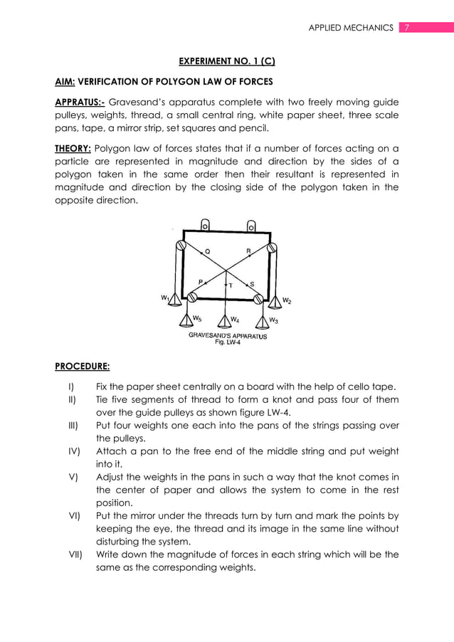 Applied mechanics lab manual | PDF | Physics | Science