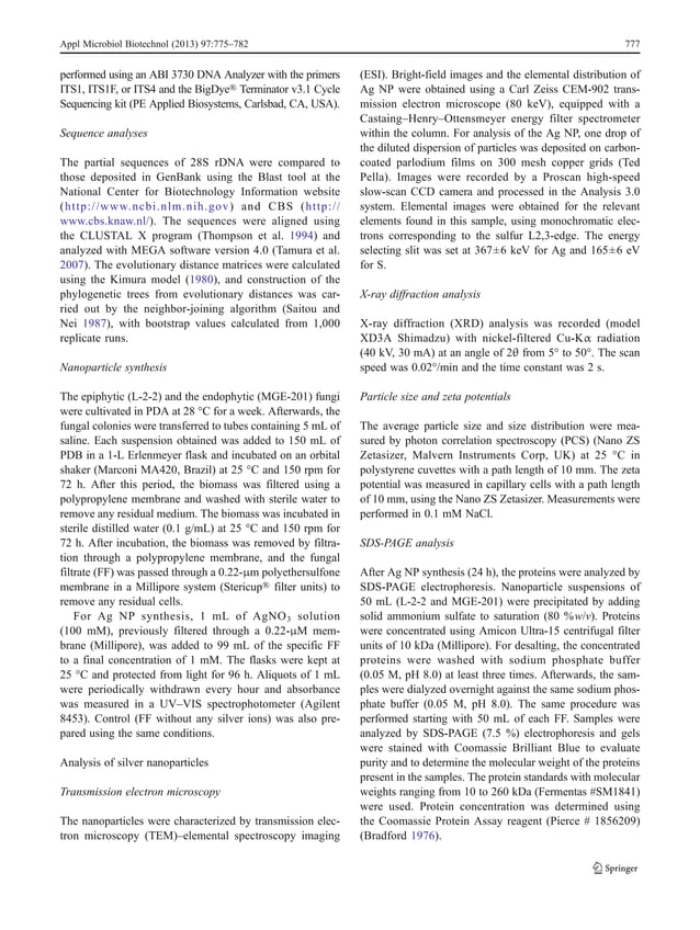 Biogenic antimicrobial silver nanoparticles produced by fungi | PDF