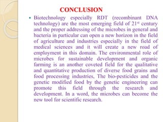 Microbes in Agriculture and health with special reference to bacteria ...