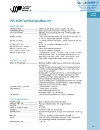 Applied motion products pdo 5580 datasheet | PDF
