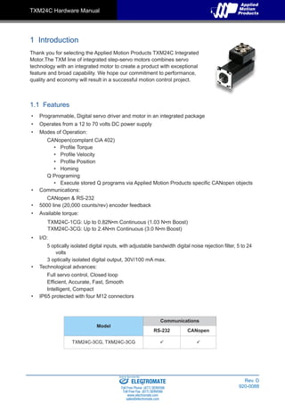 Applied motion products txm24 c brochure | PDF