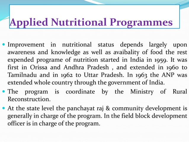 Applied nutritional programme | PPTX | Nutrition | Healthy Living
