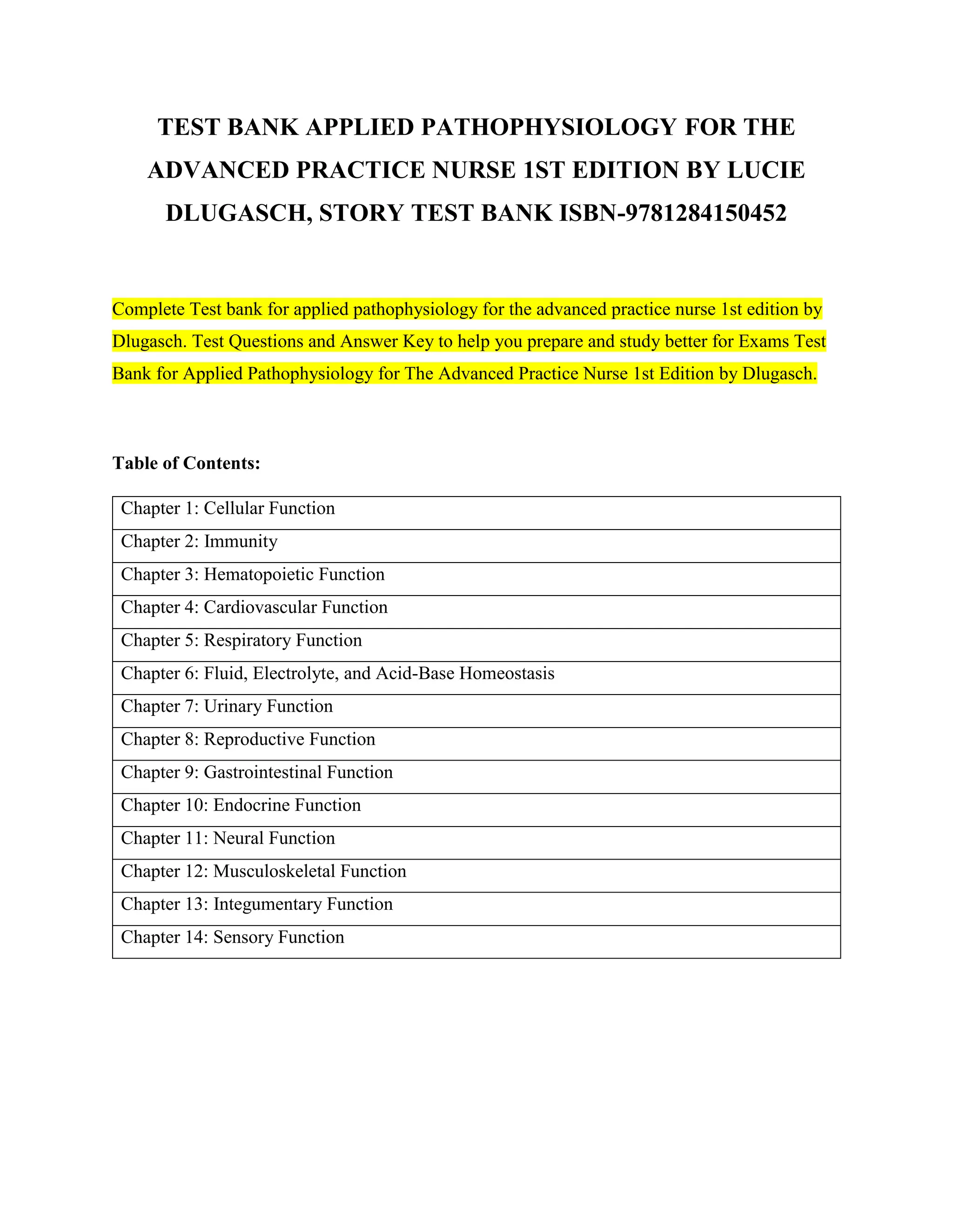 Applied Pathophysiology for the Advanced Practice Nurse 1st Edition ...