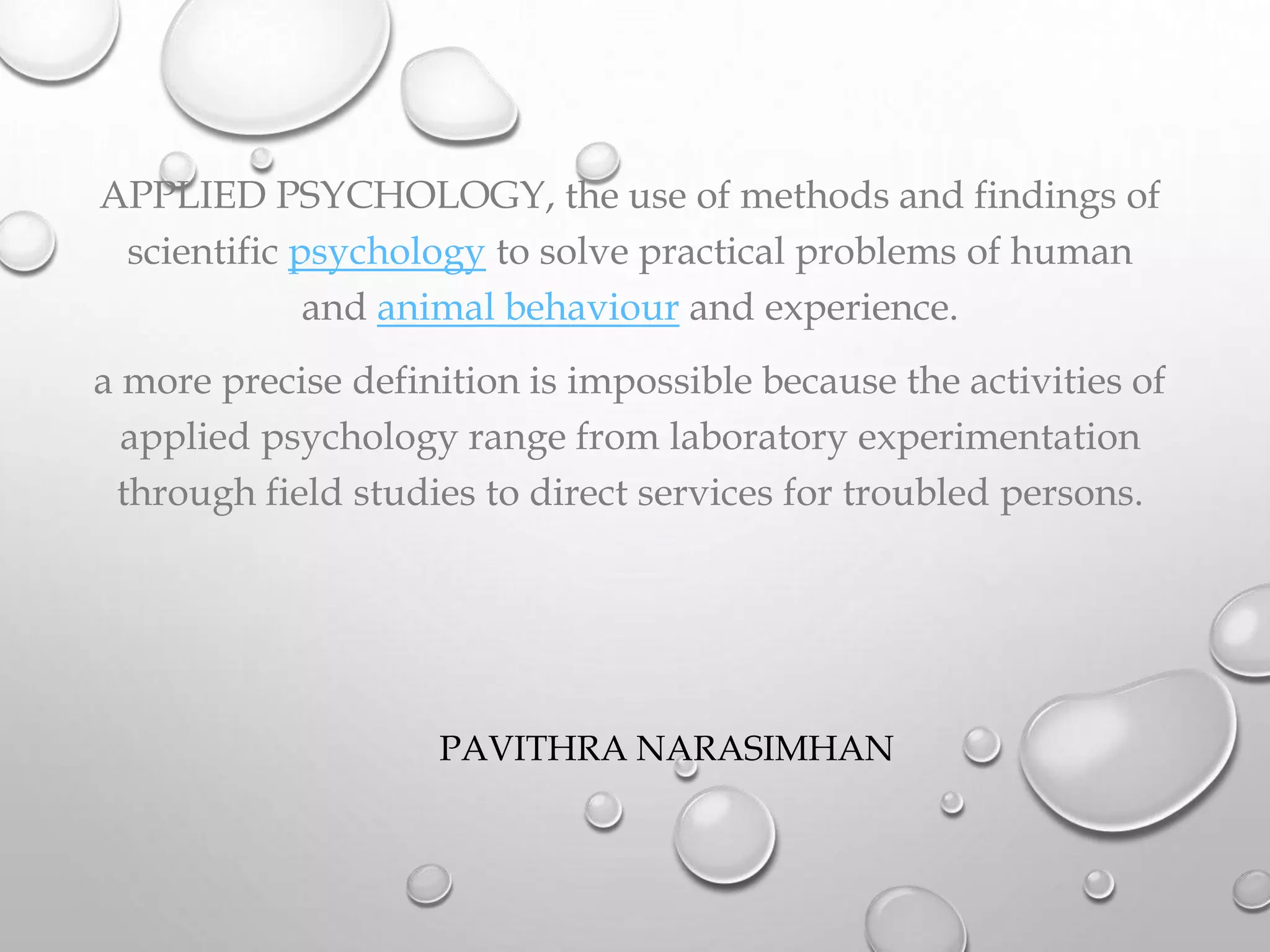 Applied Psychology - Fields /Scope | PPTX