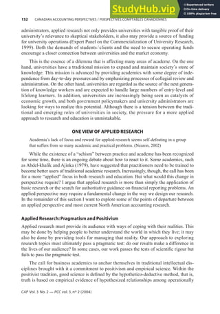 Applied Research In Accounting A Commentary | PDF