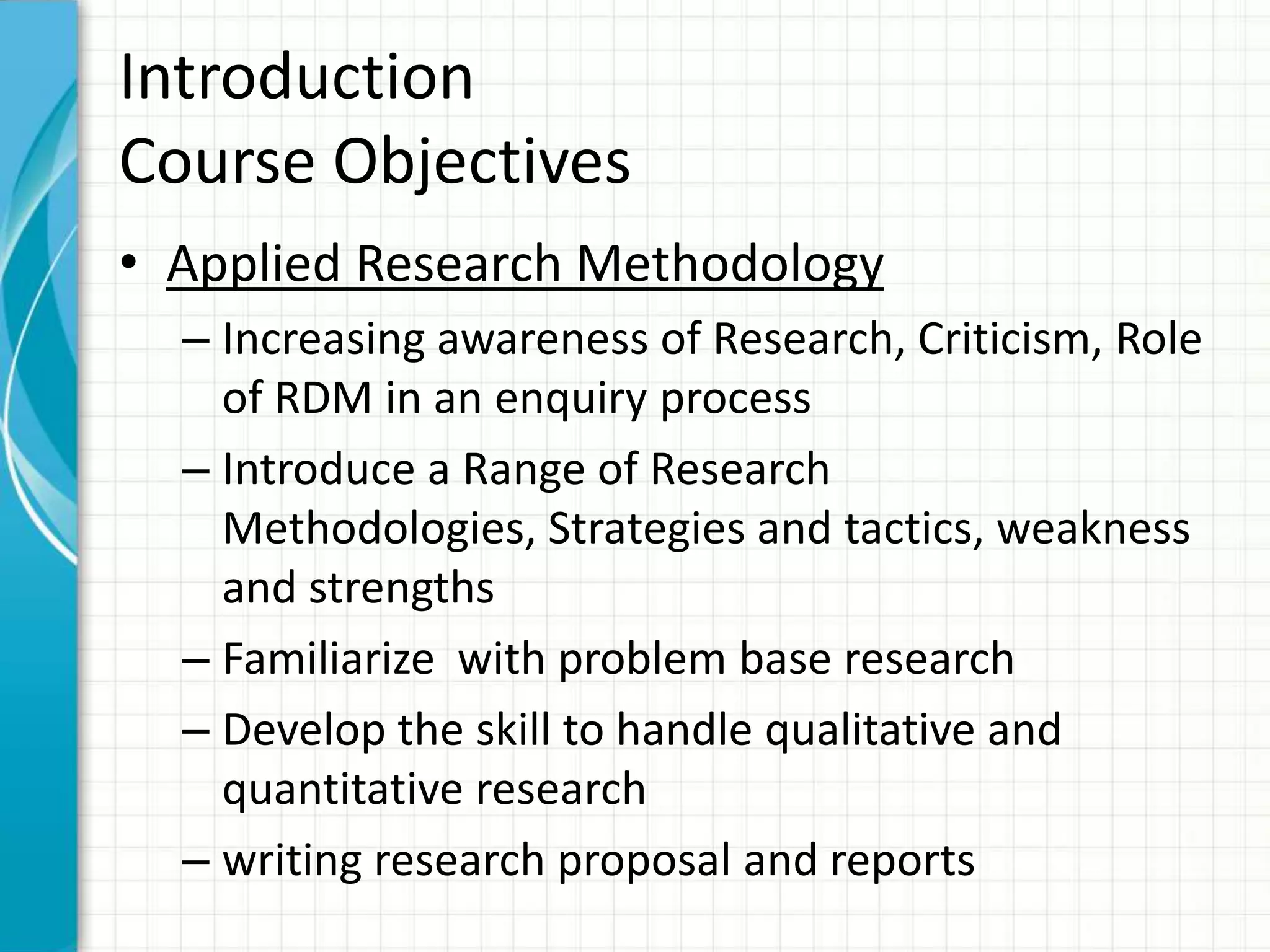 Applied research methodology lecture 1 | PPTX
