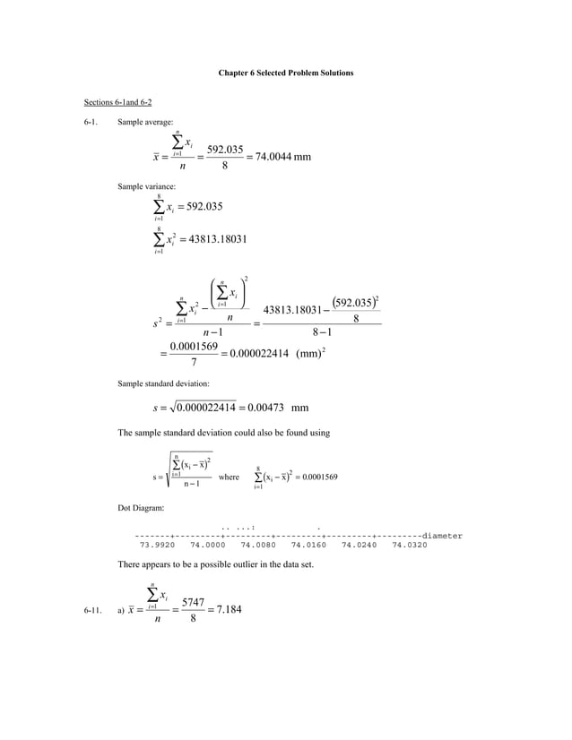 Applied statistics and probability for engineers solution montgomery && runger | PDF