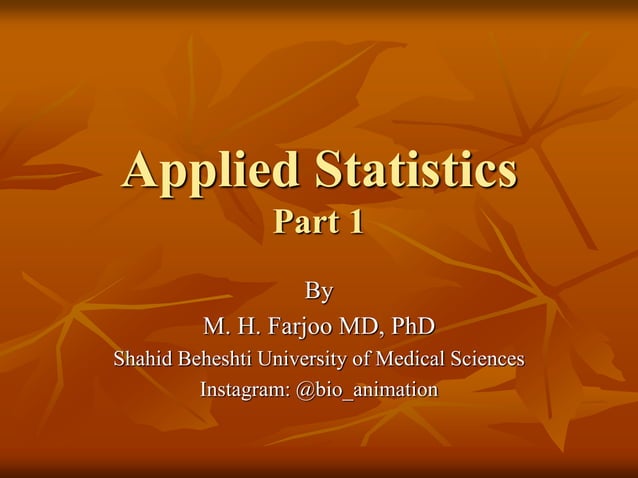 Applied statistics part 1 | PPTX