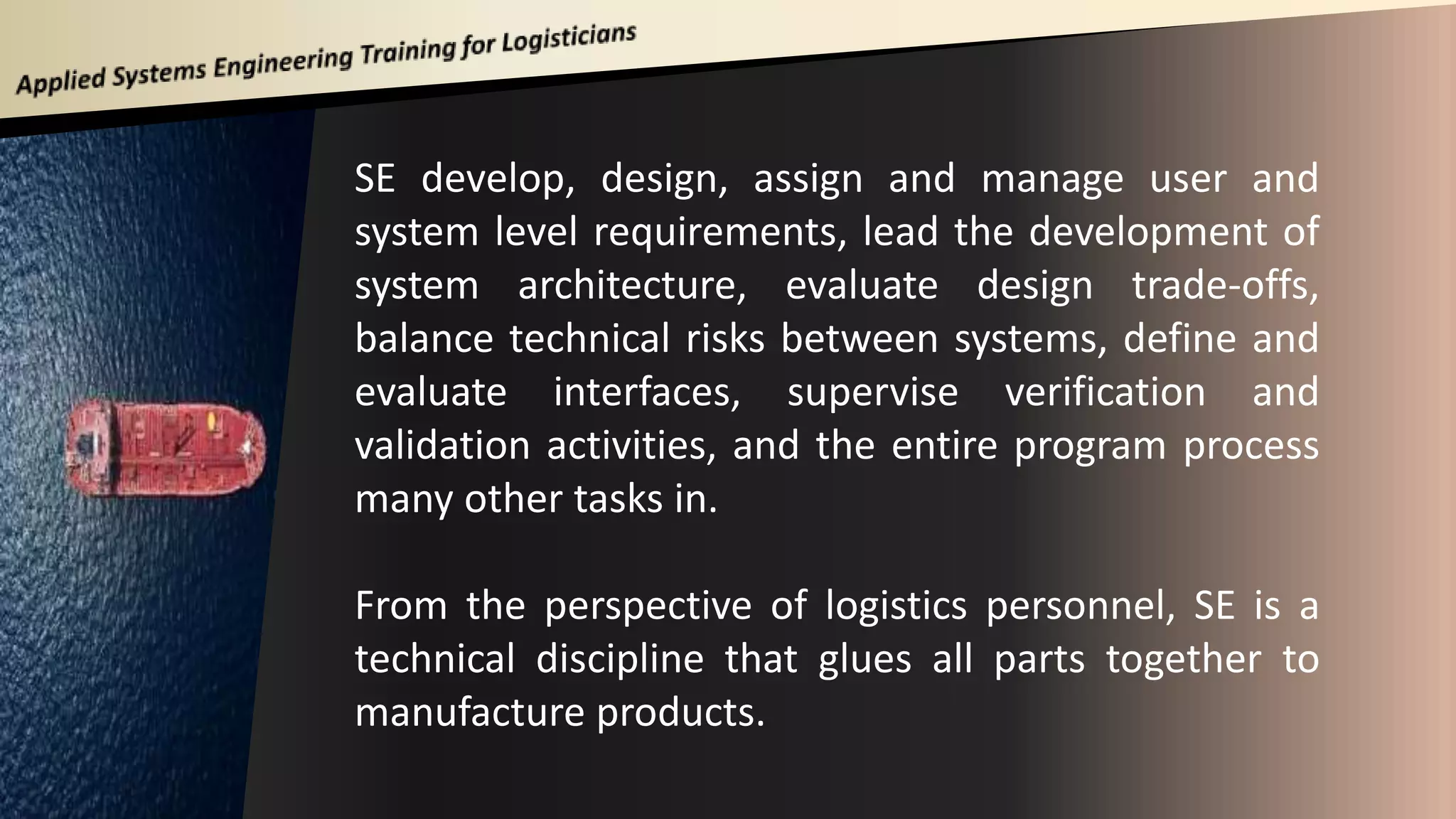 Applied Systems Engineering Training for Logisticians to Solving ...