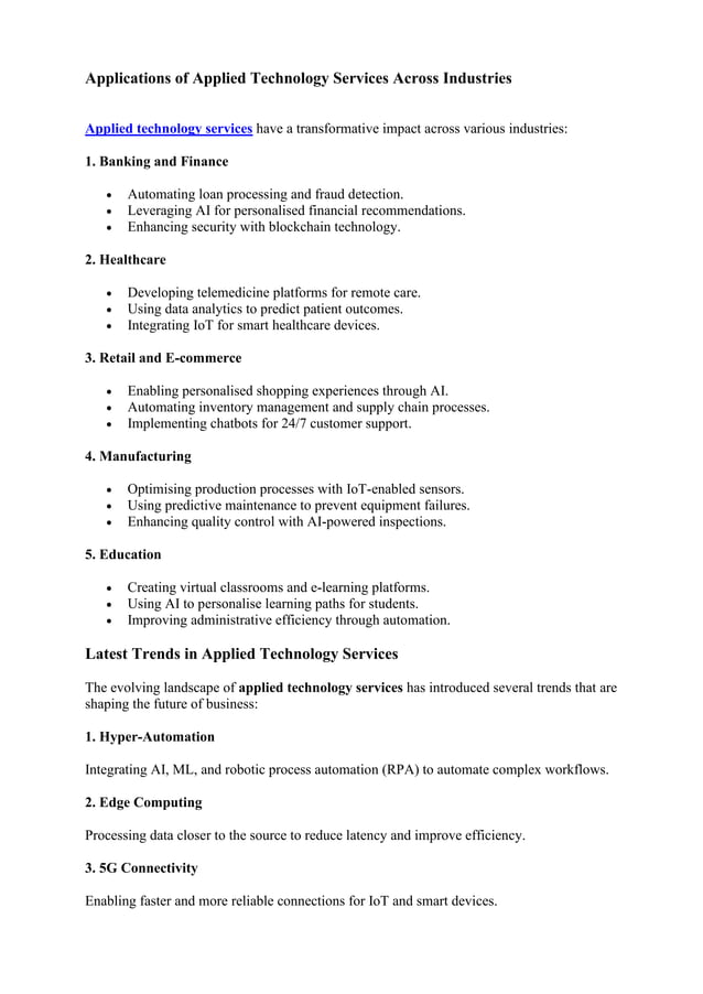 Revolutionising Business Efficiency with Applied Technology Services by Mphasis | PDF