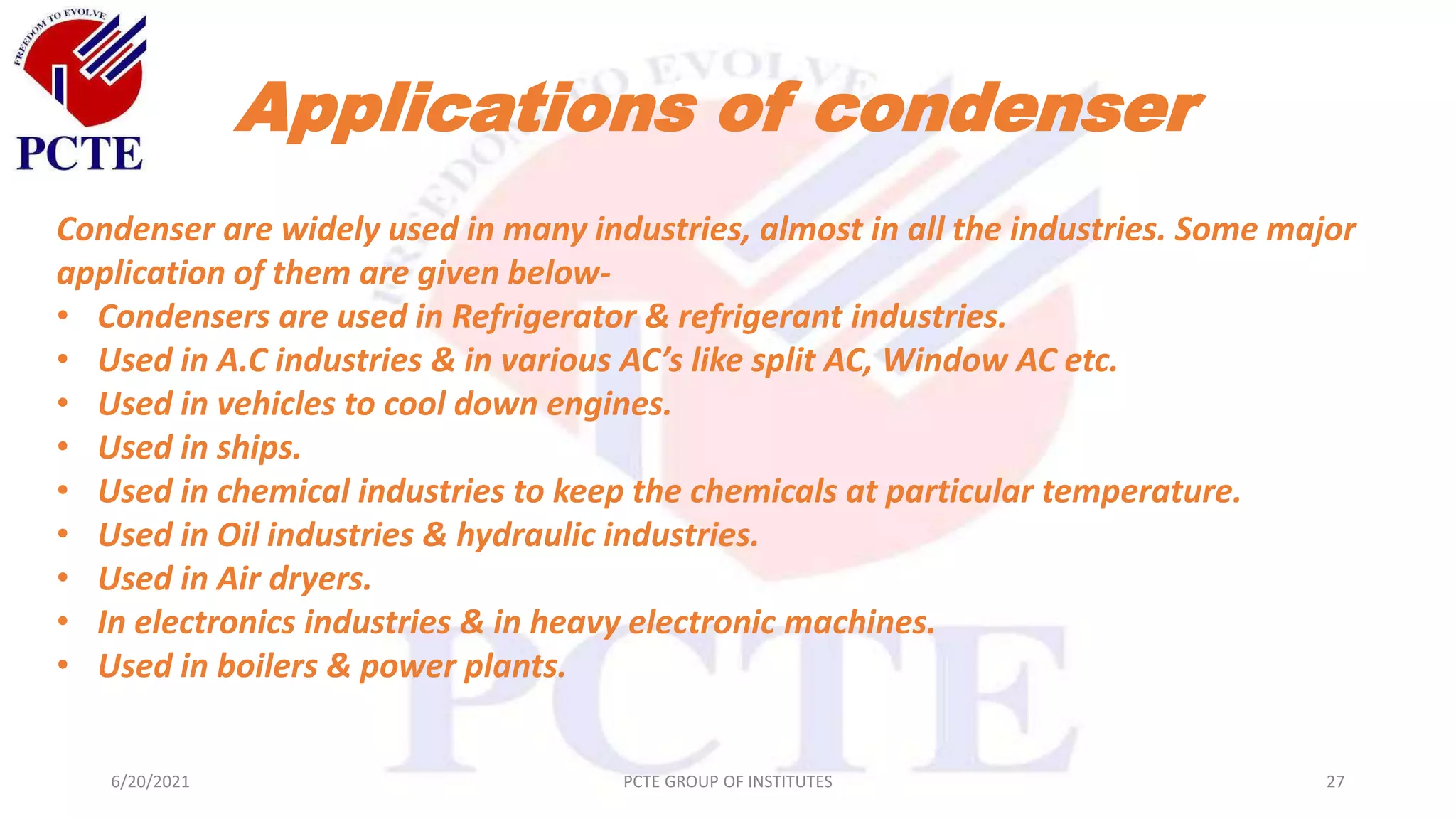 Working & Application of Condensers | What are Condensers Presentation ...