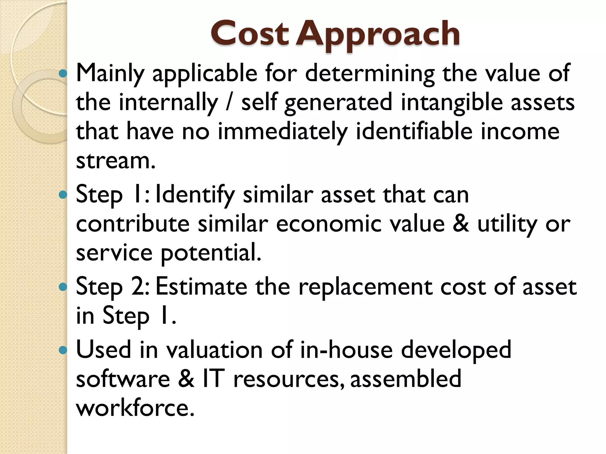 Applied valuation approach of intangible assets | PDF