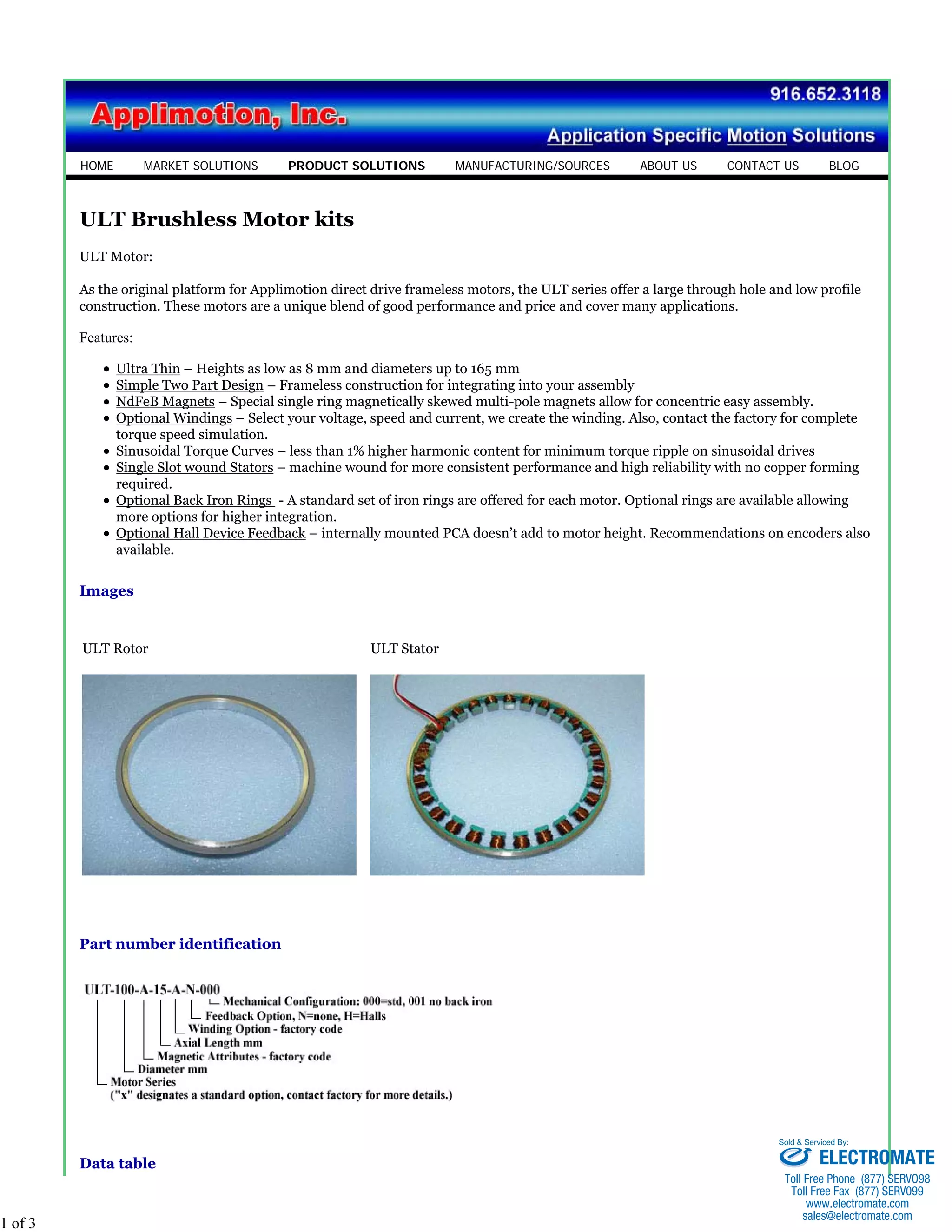 Applimotion ult motor_kits_datasheet | PDF