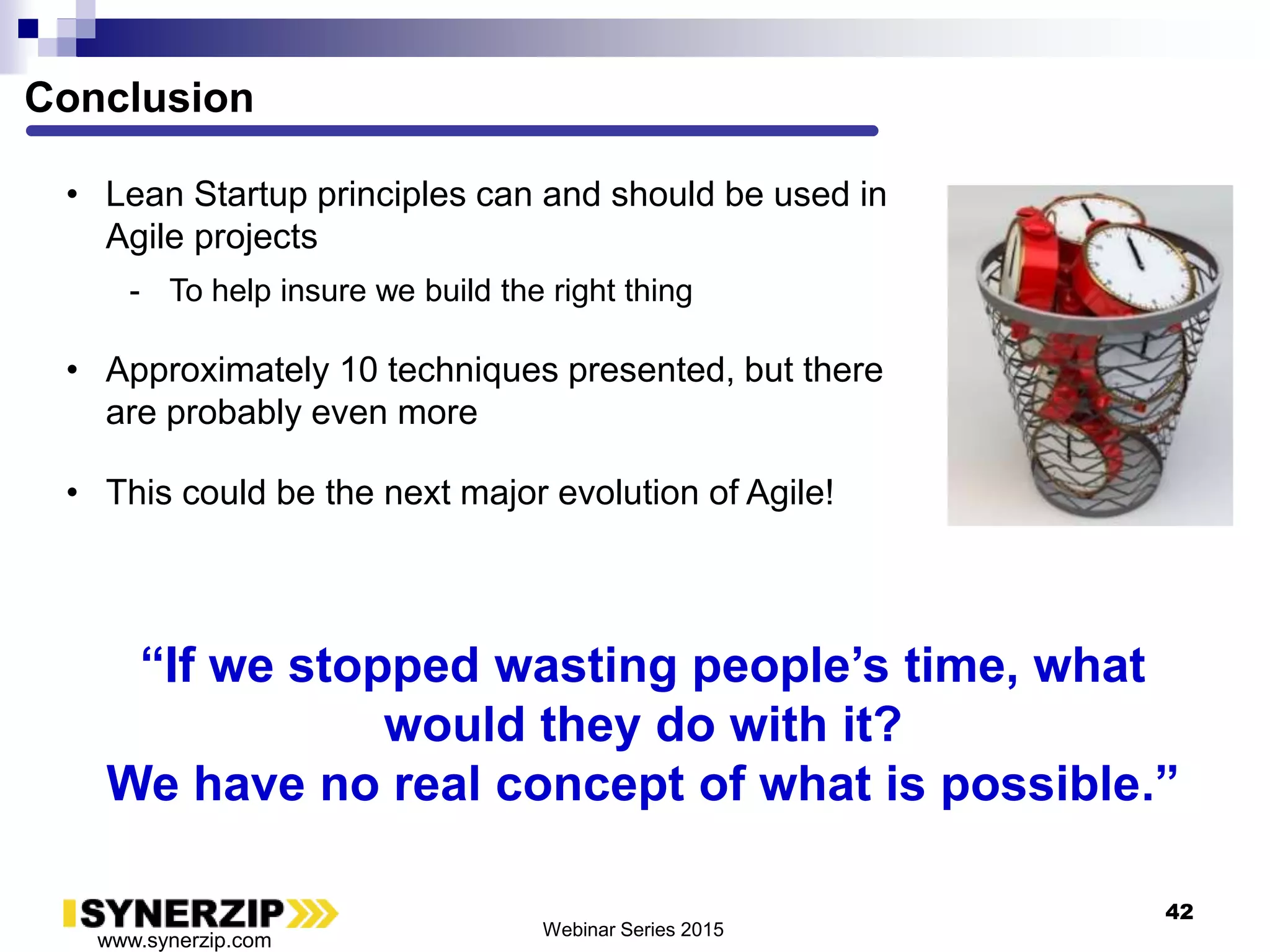 Applying Lean Startup Principles to Agile Projects | PPT