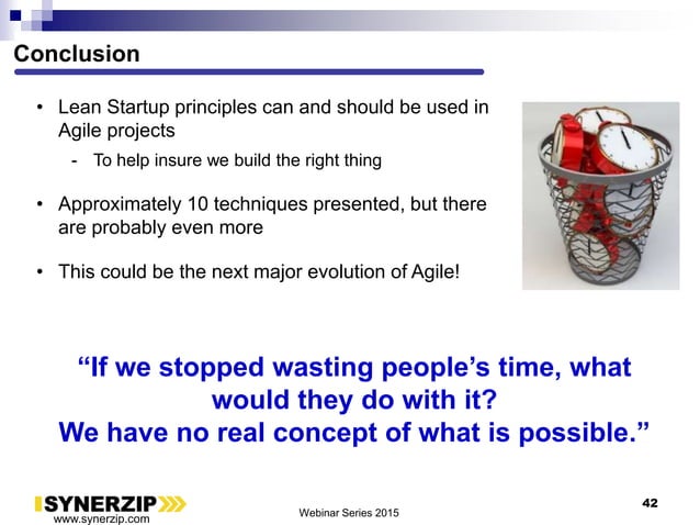 Applying Lean Startup Principles to Agile Projects | PPT