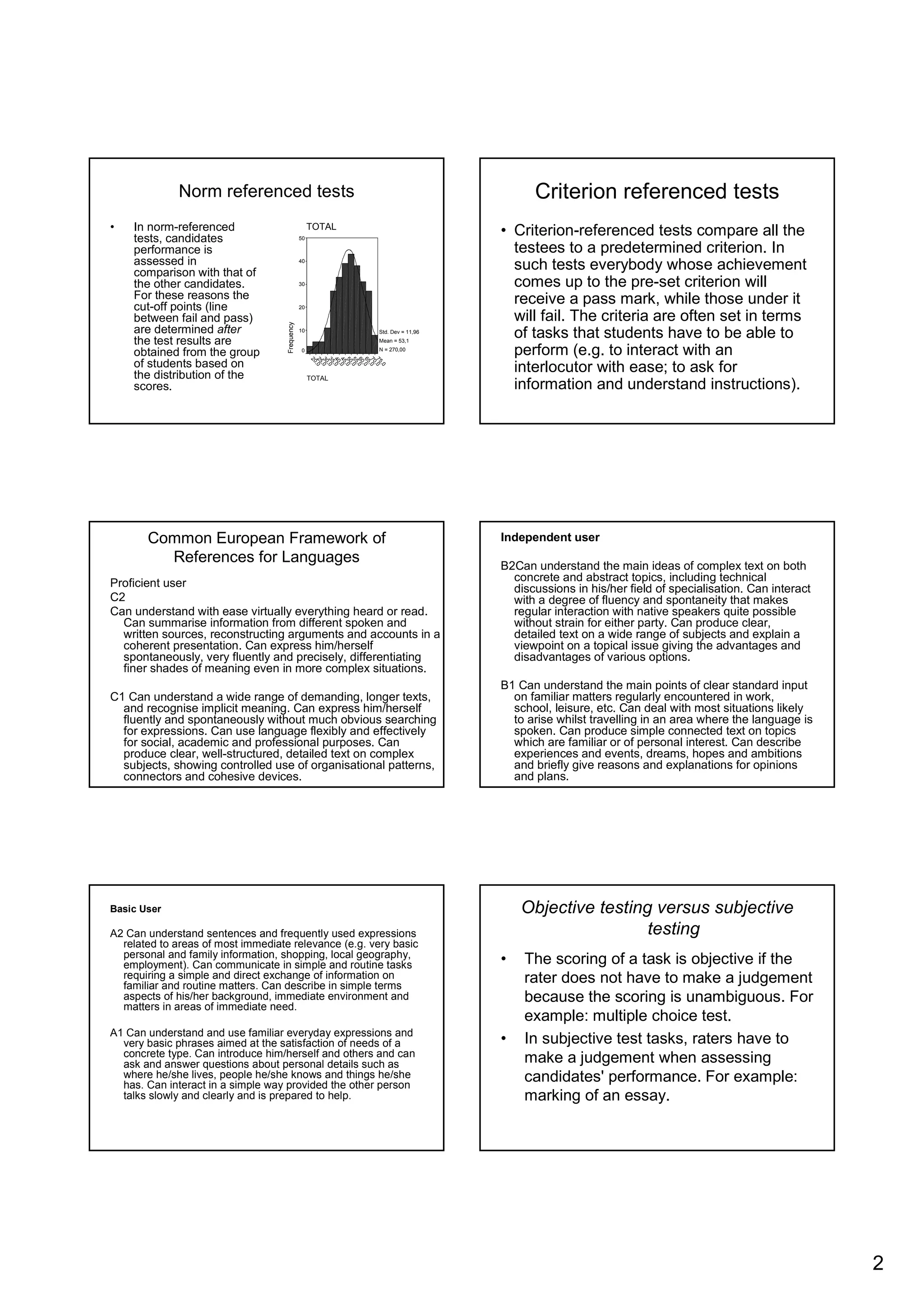 Language Testing :kinds of tests | PDF