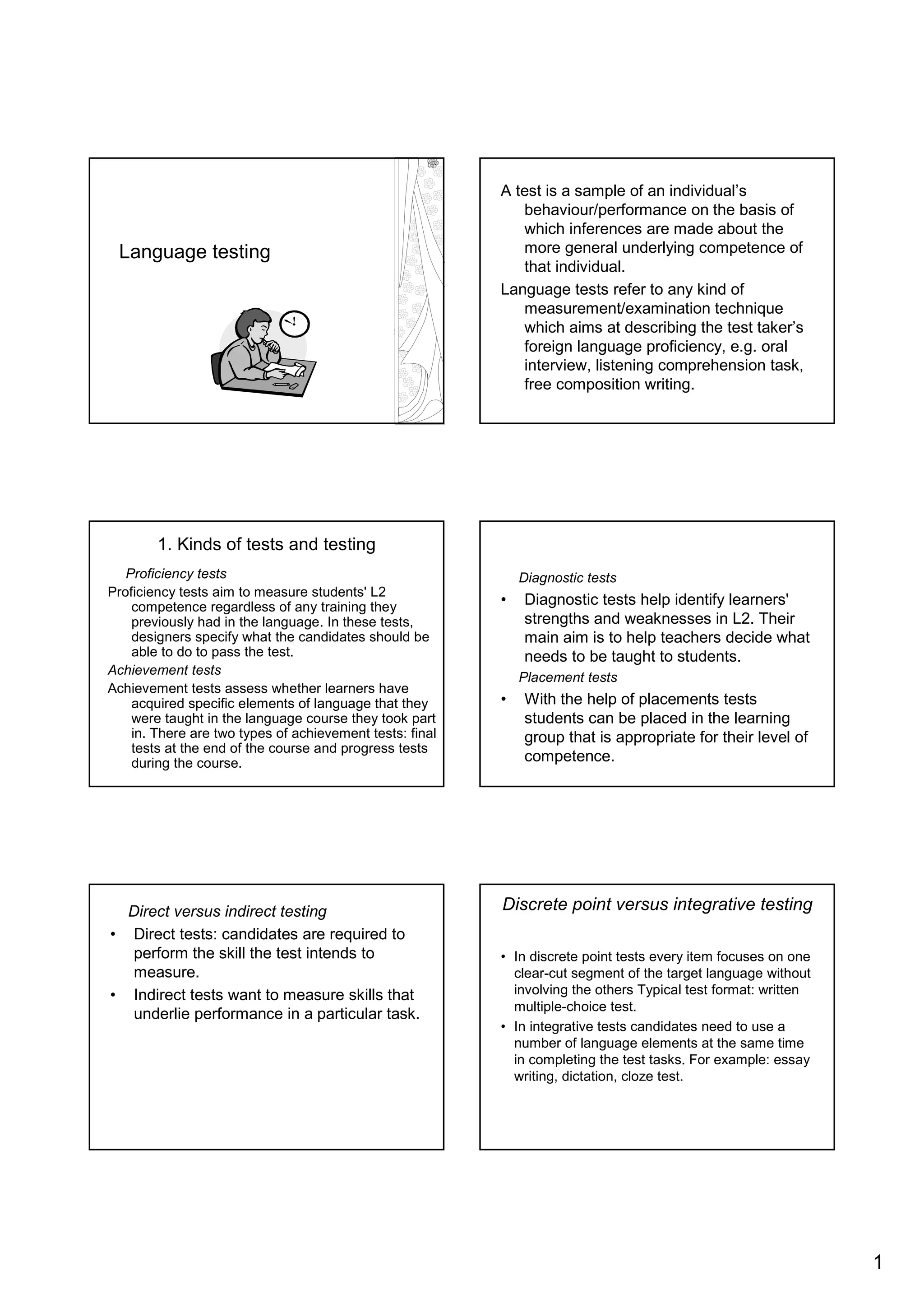 Language Testing :kinds of tests | PDF