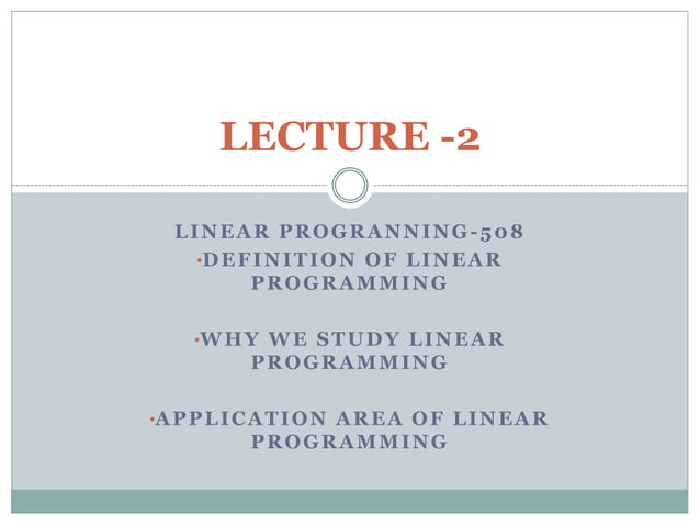 Applications of linear Programming | PPTX