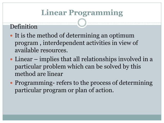 Applications of linear Programming | PPTX
