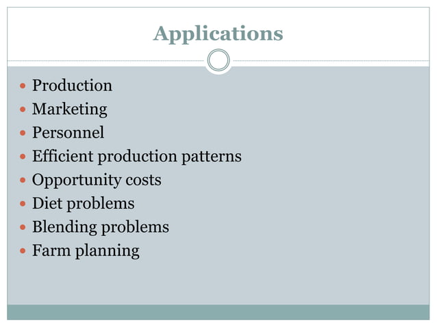 Applications of linear Programming | PPTX