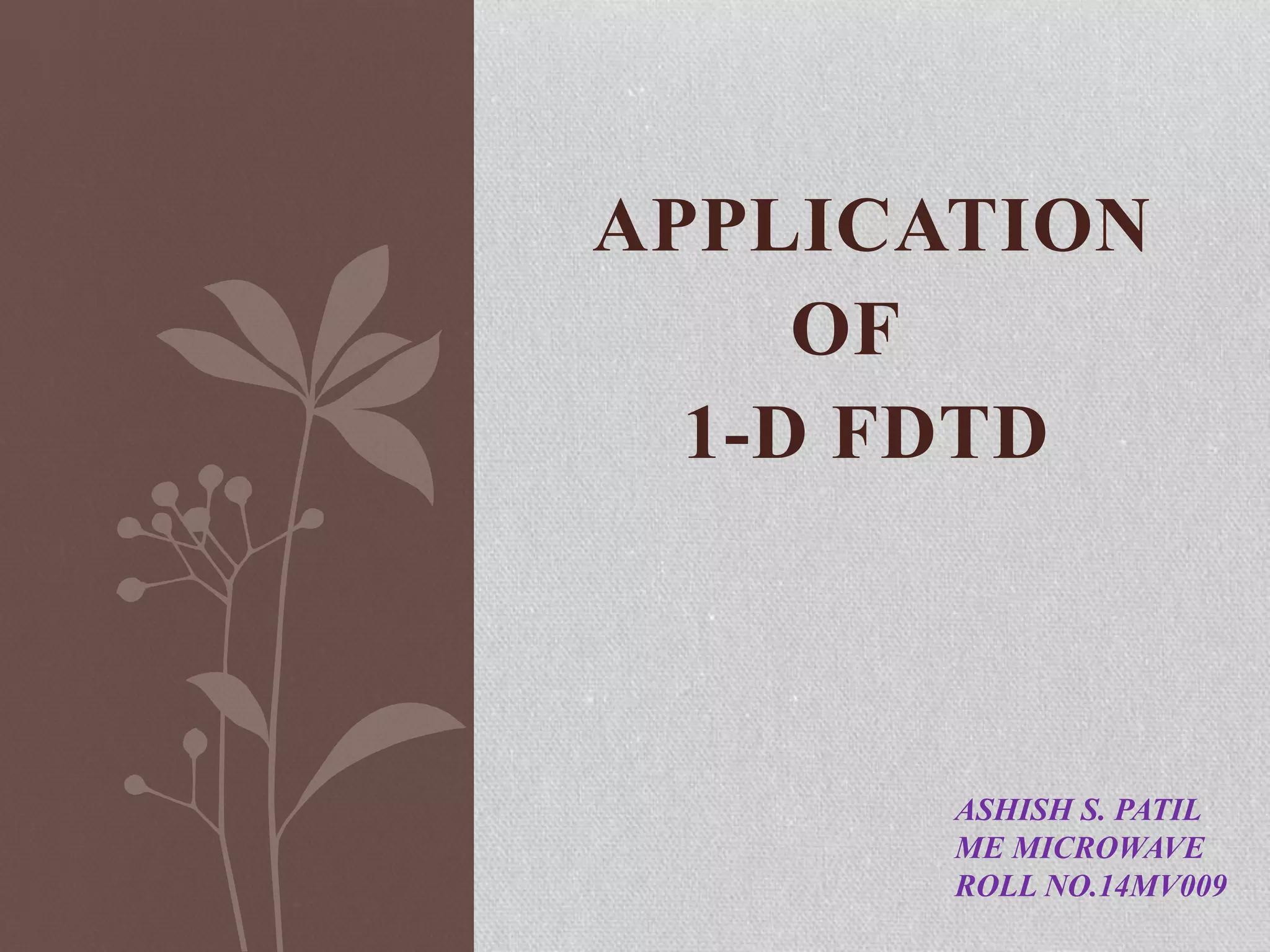 APPLICATION OF 1-D FDTD | PPTX