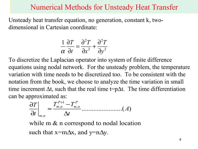 Application Of Numerical Methods Finite Difference In Heat Transfer Ppt Physics Science