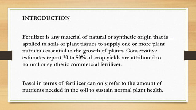 Apply Basal Fertilizer .pptx | Agriculture | Industries