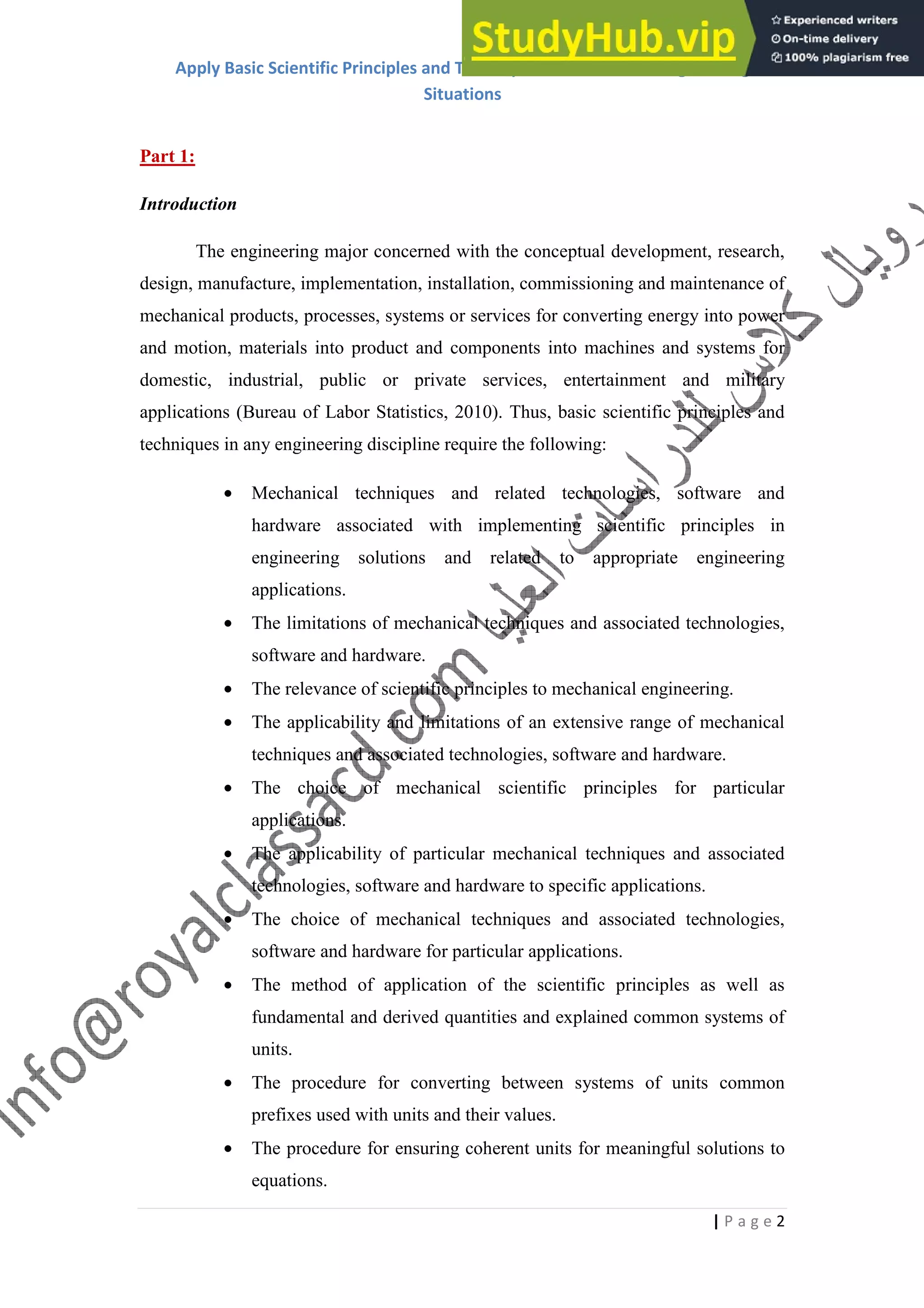 Apply Basic Scientific Principles And Techniques In Mechanical ...