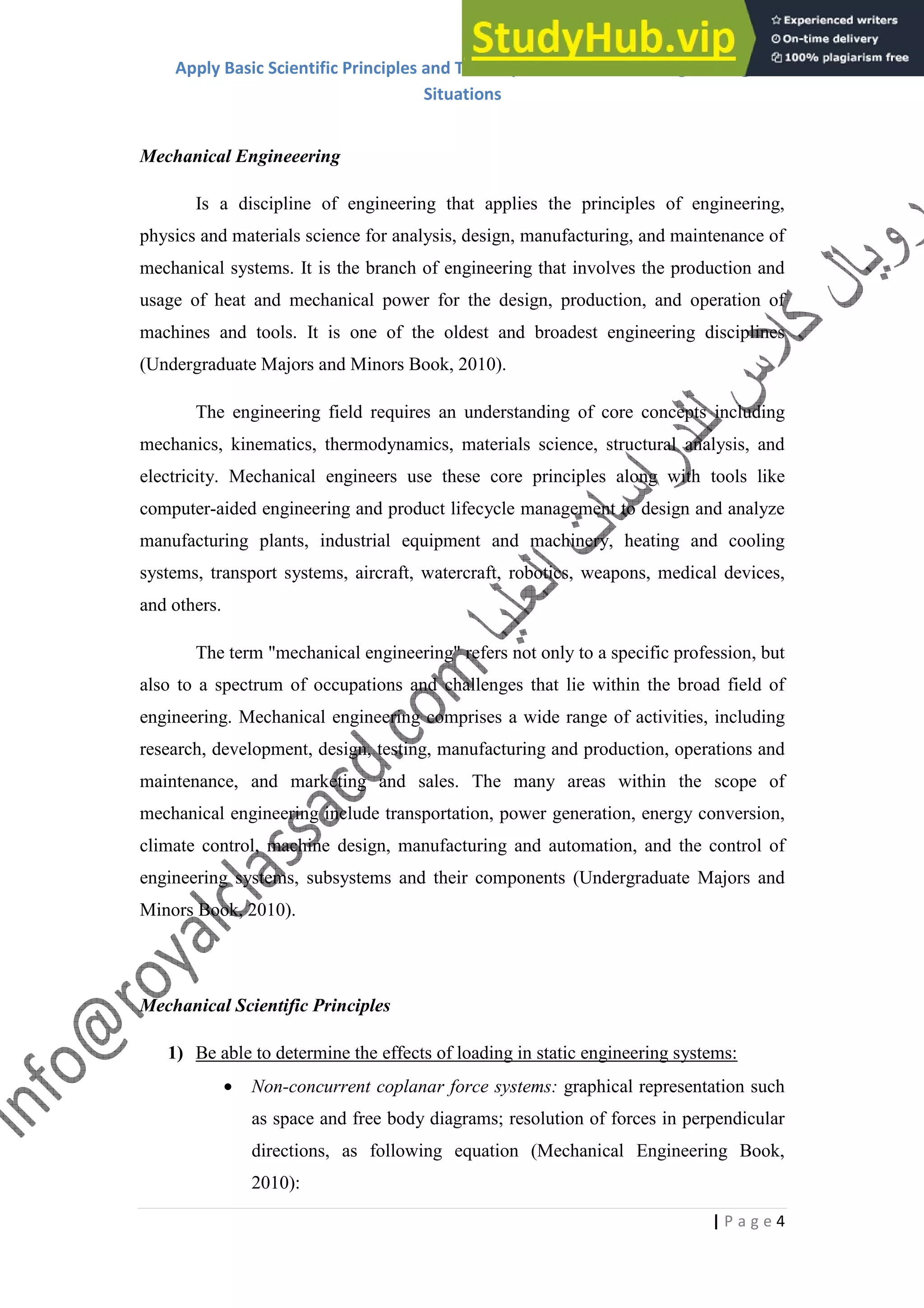 Apply Basic Scientific Principles And Techniques In Mechanical ...